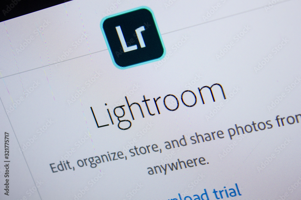 Ryazan, Russia - July 11, 2018: Adobe Lightroom, software logo on the ...