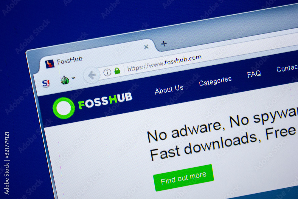 Foto de Ryazan, Russia - July 24, 2018: Homepage of FossHub website on the display of PC. Url ...