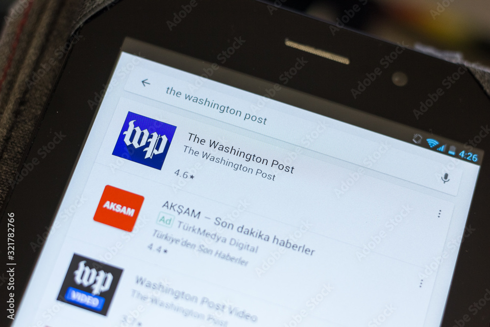 Ryazan, Russia - July 03, 2018: The Washington Post icon in the list of ...