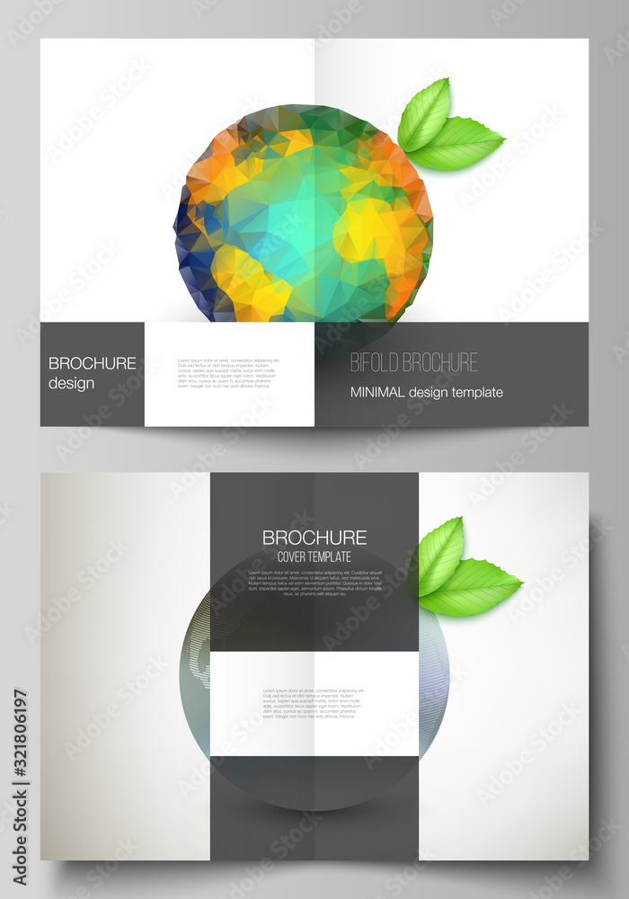Vector layout of two A4 format cover mockups design templates for ...