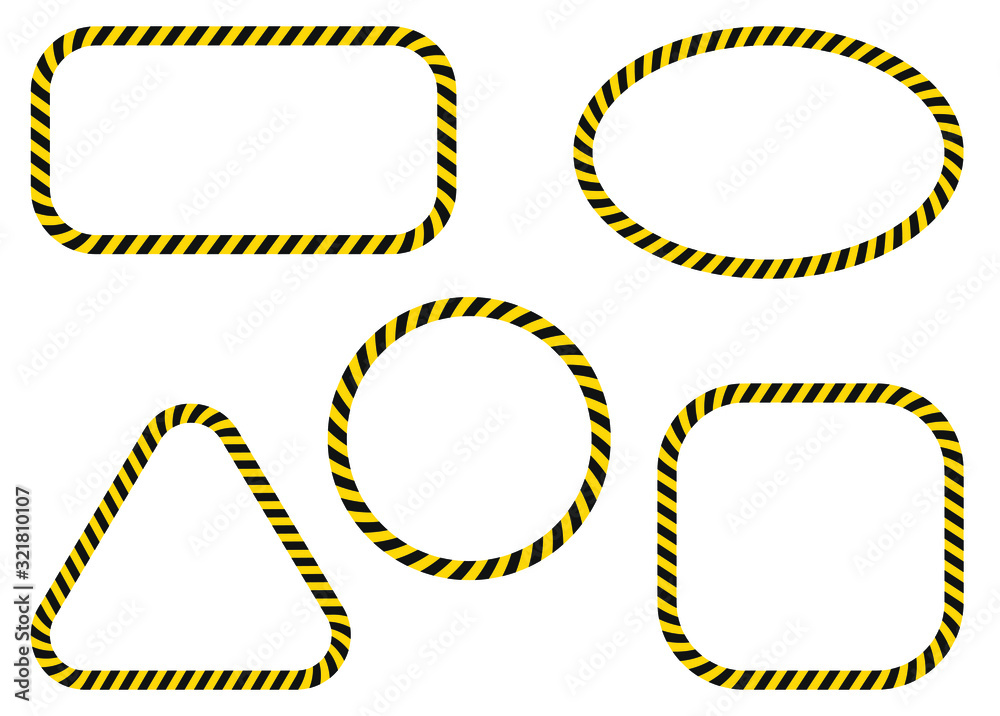 Warning Frame Yellow Black Diagonal Stripes frame.Vector Illustration ...