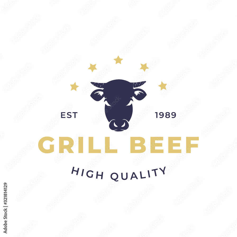 grill beef logo template Stock Vector | Adobe Stock