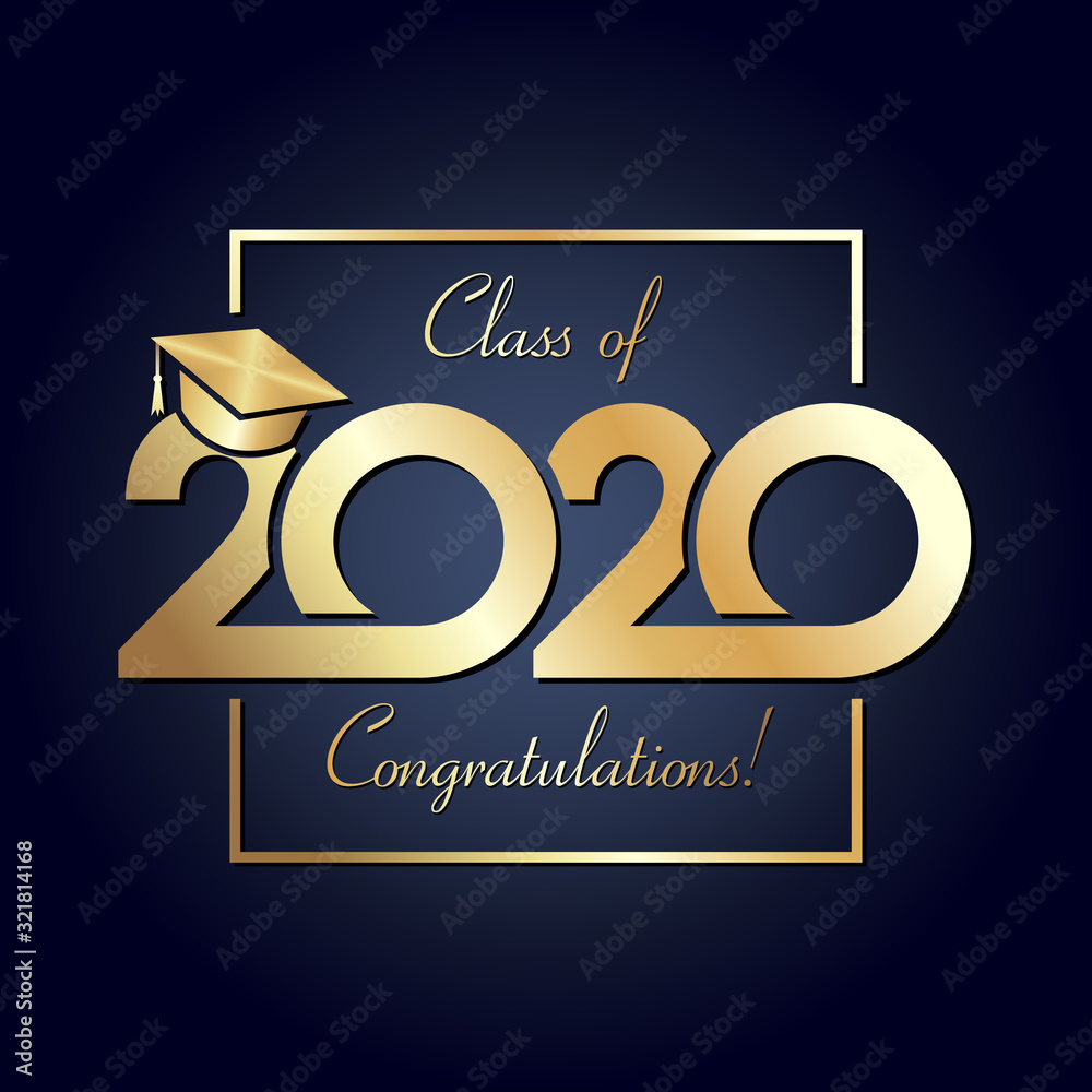 Class of 2020 year graduation banner, awards concept. Square shining ...