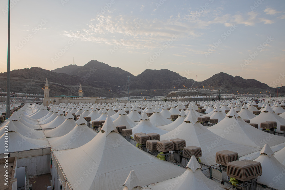 Makkah, Saudi Arabia: Landscape of Mina, City of Tents, the area for ...