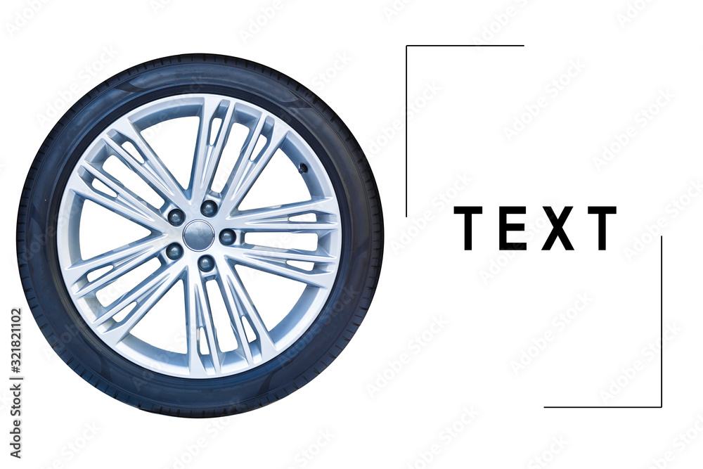 Car Wheel with Tire Isolated on White Background. Side View of Racing ...