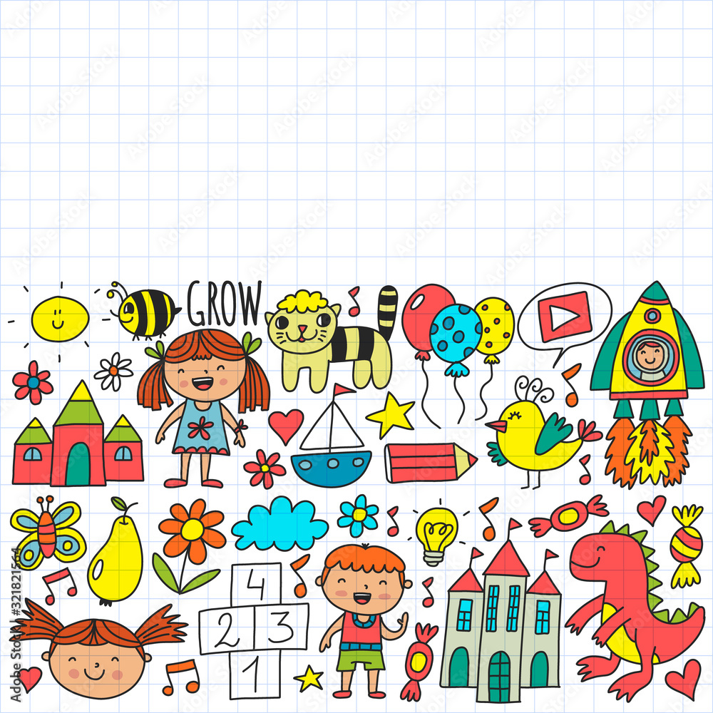 Vector Pattern For Kindergarten Banners Posters With Moon Planet vector-pattern-for-kindergarten-banners-posters-with-moon-planet