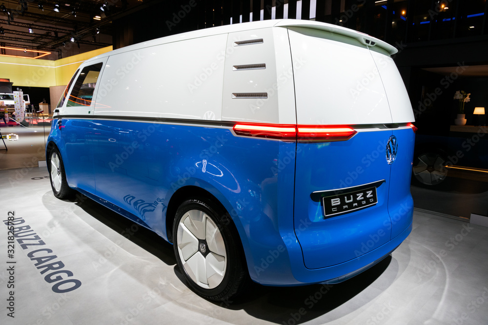 BRUSSELS - JAN 9, 2020: New electric ID Buzz Cargo van model showcased ...