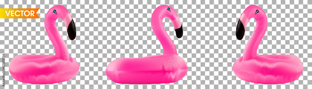 Flamingo collection inflatable set toys. Tropical pink realistic bird ...