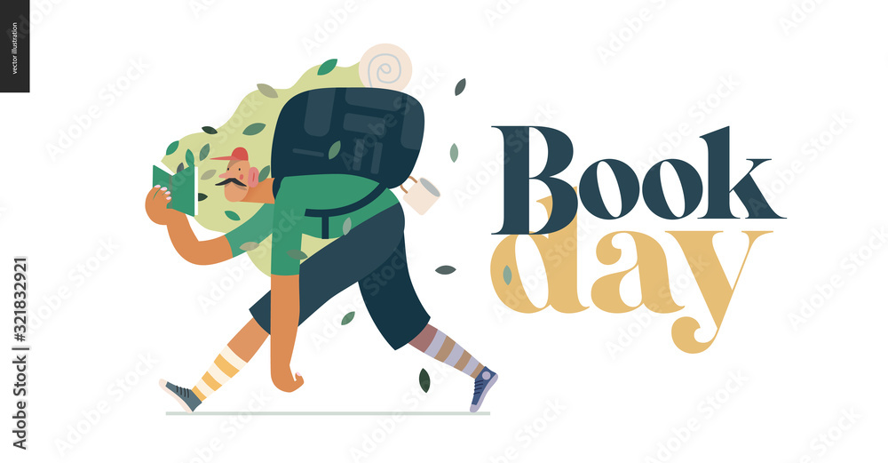 Wood design template -world Book Day graphics -book week events. Modern ...