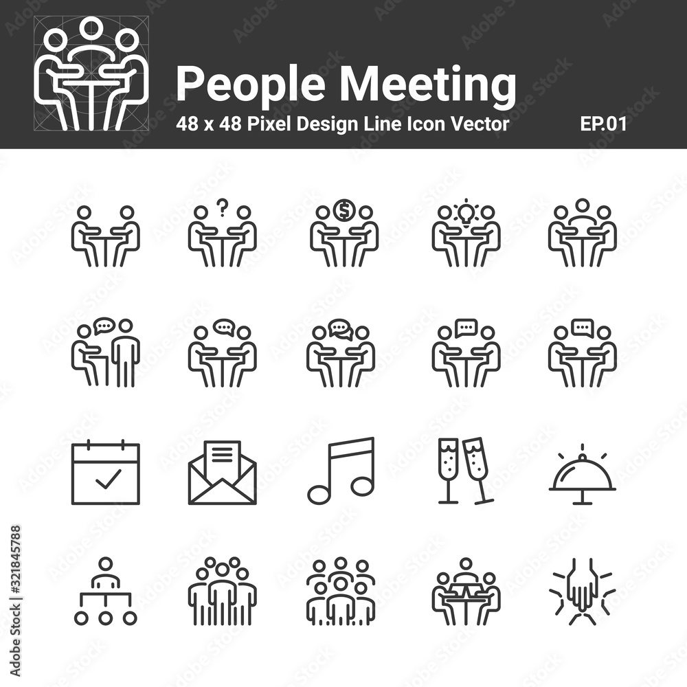 Meeting Icon Business Vector , Symbol Perfect Design Simple Set For ...