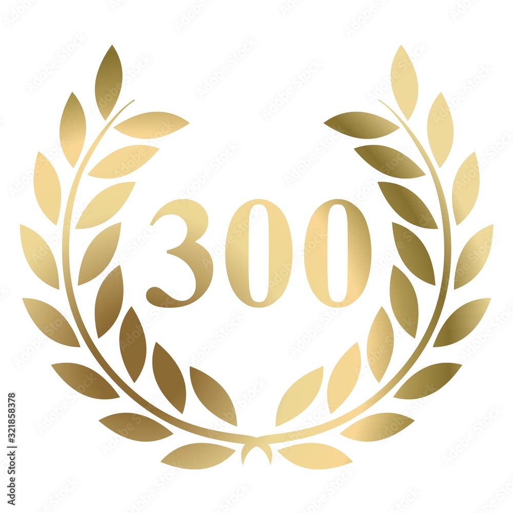 300th birthday gold laurel wreath vector isolated on a white background ...