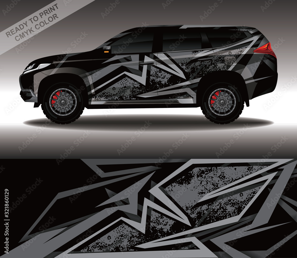 Car wrap decal design vector, custom livery race rally car vehicle ...