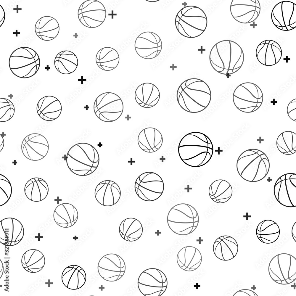 Black Basketball ball icon isolated seamless pattern on white ...