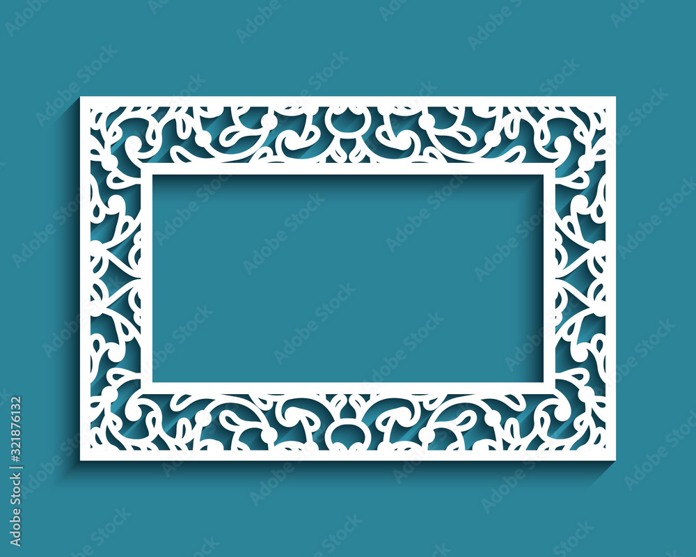 Rectangle frame with cutout paper border, template for laser cutting ...