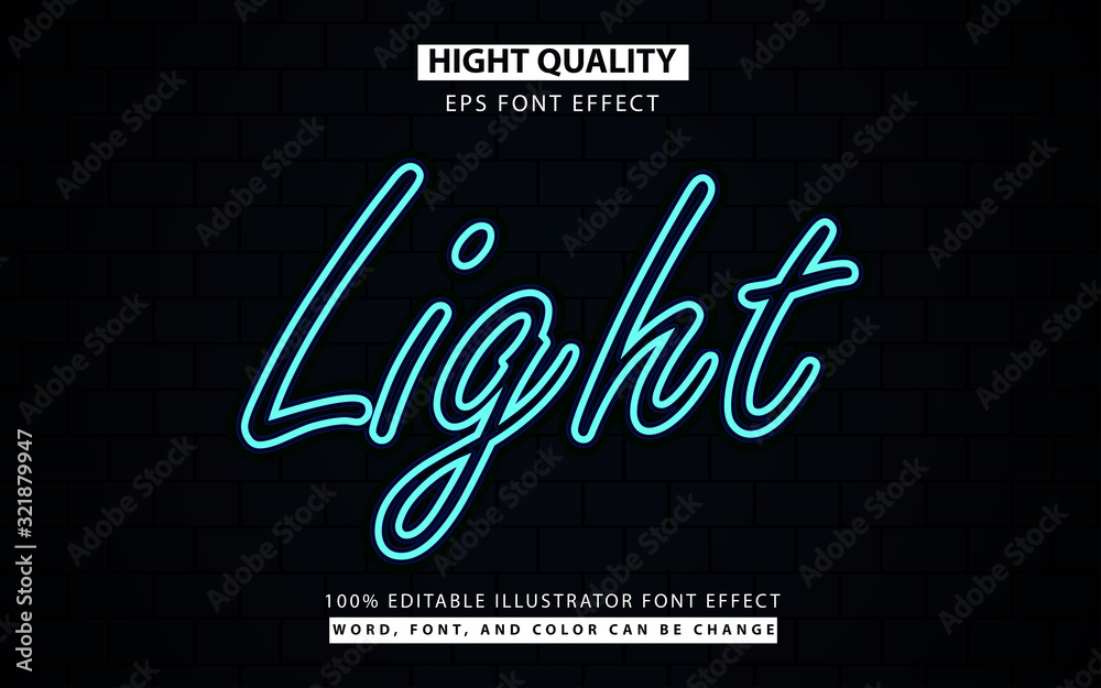 Light neon blue effect style design concept with editable for change ...