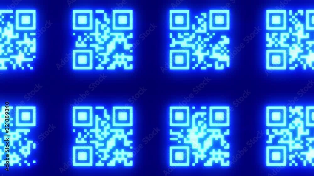 QR Code Technology Icons Background Loop/ 4k animation of an abstract technology background with ...