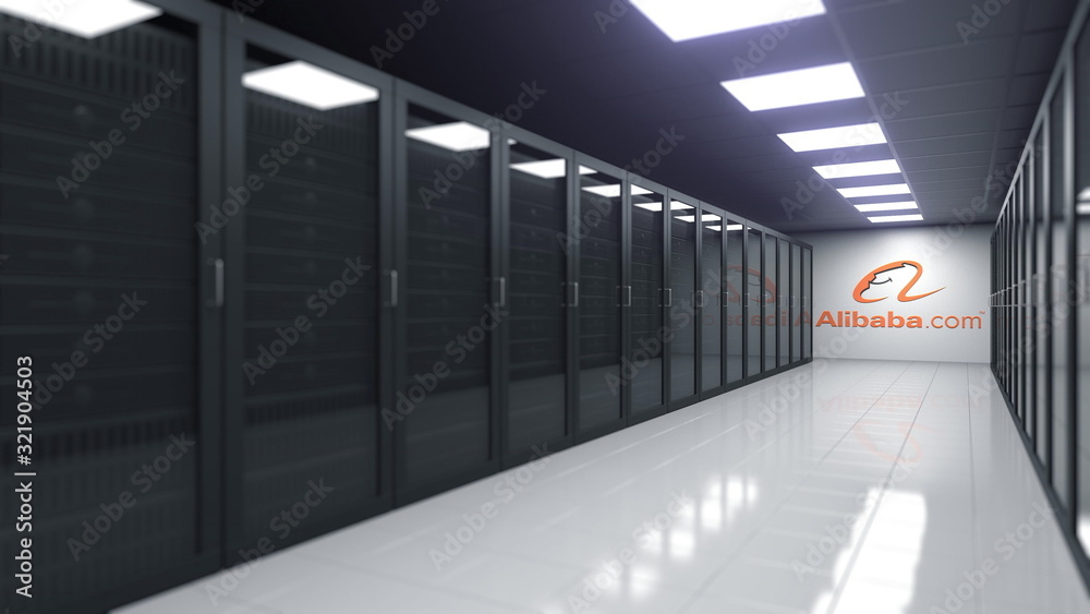 ALIBABA GROUP logo in the server room, editorial 3D rendering Stock ...