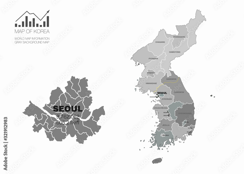 korea map. map of the division of Korea. seoul map. Stock Vector ...
