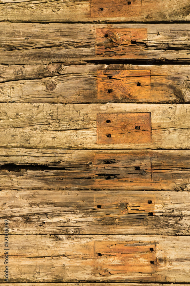 Wood texture, old oak railway sleepers Stock Photo | Adobe Stock