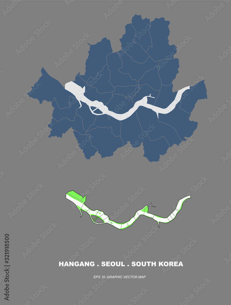 seoul map of korea, han river inforgraphic map. Stock Vector | Adobe Stock