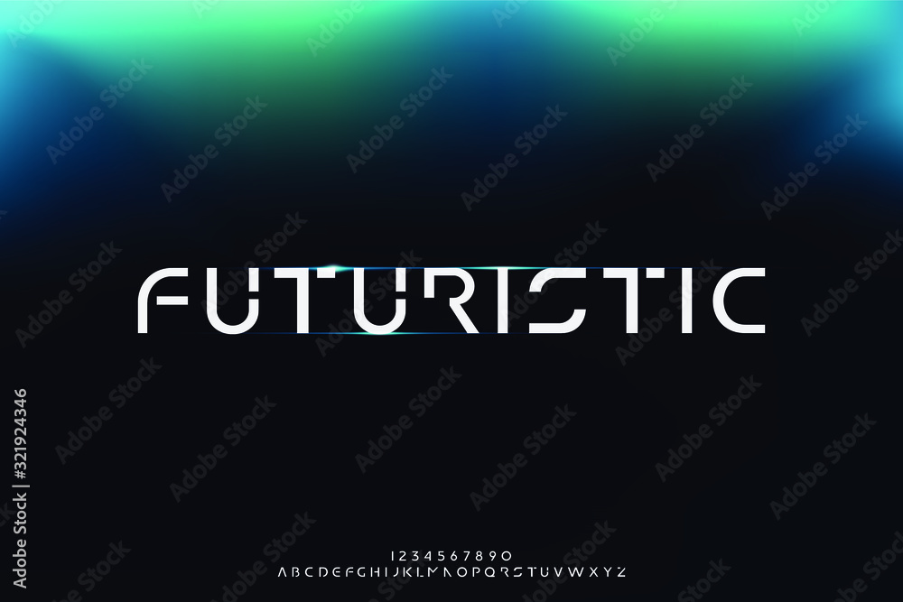 futuristic, an Abstract technology alphabet font. digital space ...