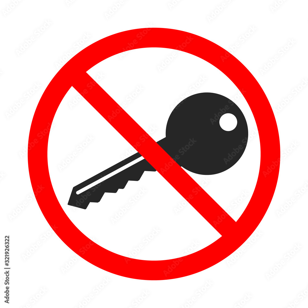 No lock sign. Key is forbidden. Ban of key. Stock Vector | Adobe Stock