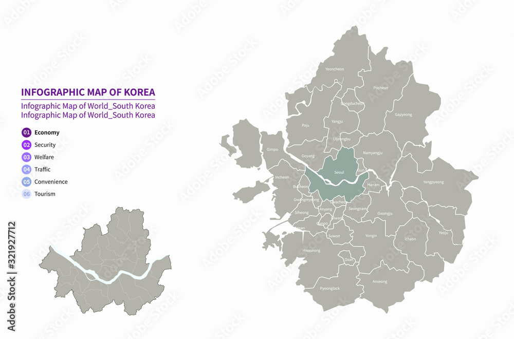 gyeonggido map. vector of korea provinces map. south korea map. Stock ...