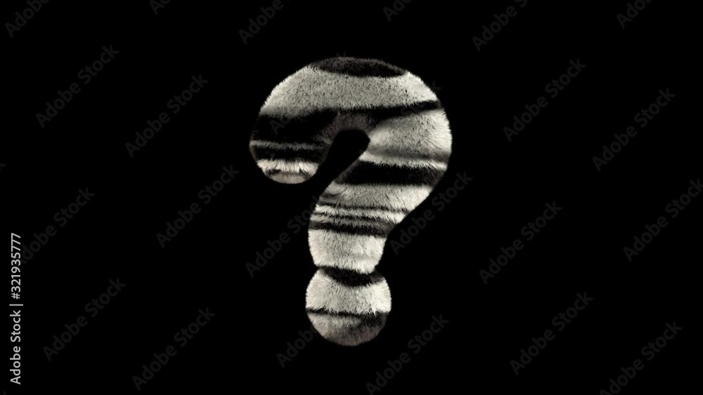 3D animated furry hairy zoo leopard text typeface with alpha channel ...