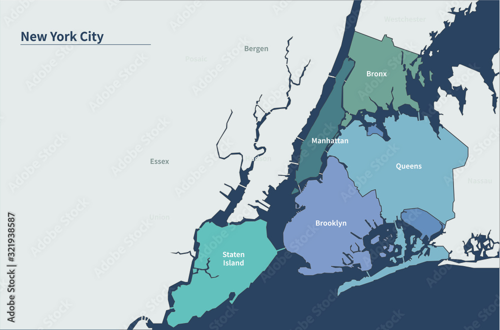 new york states map. ny city map. vector line of america map. united ...