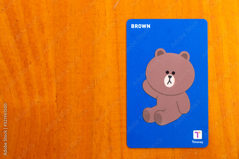 Seoul, South Korea- Oct 23, 2019 : Traveller hand hold t money card ...