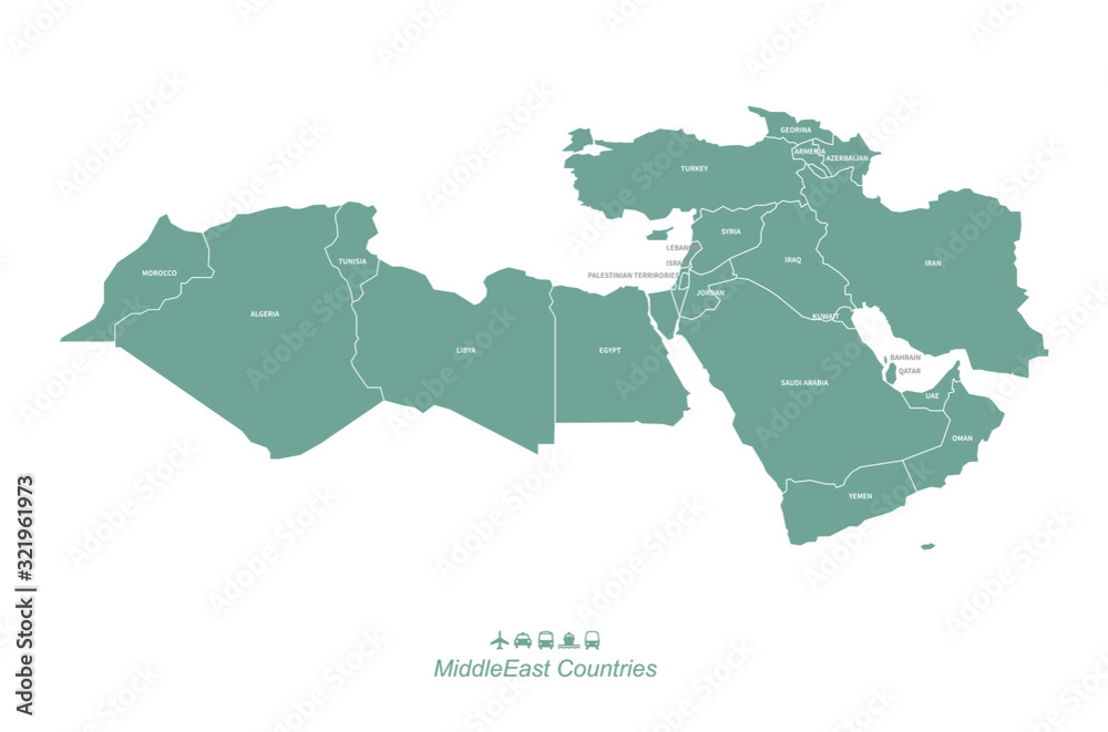 Middle East Map Arab Countries Map Stock Vector Adobe Stock