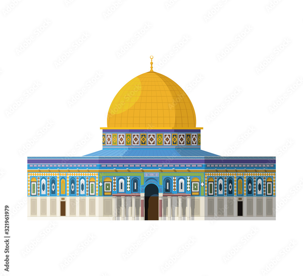 Dome of the Rock (Jerusalem). Isolated on white background vector ...