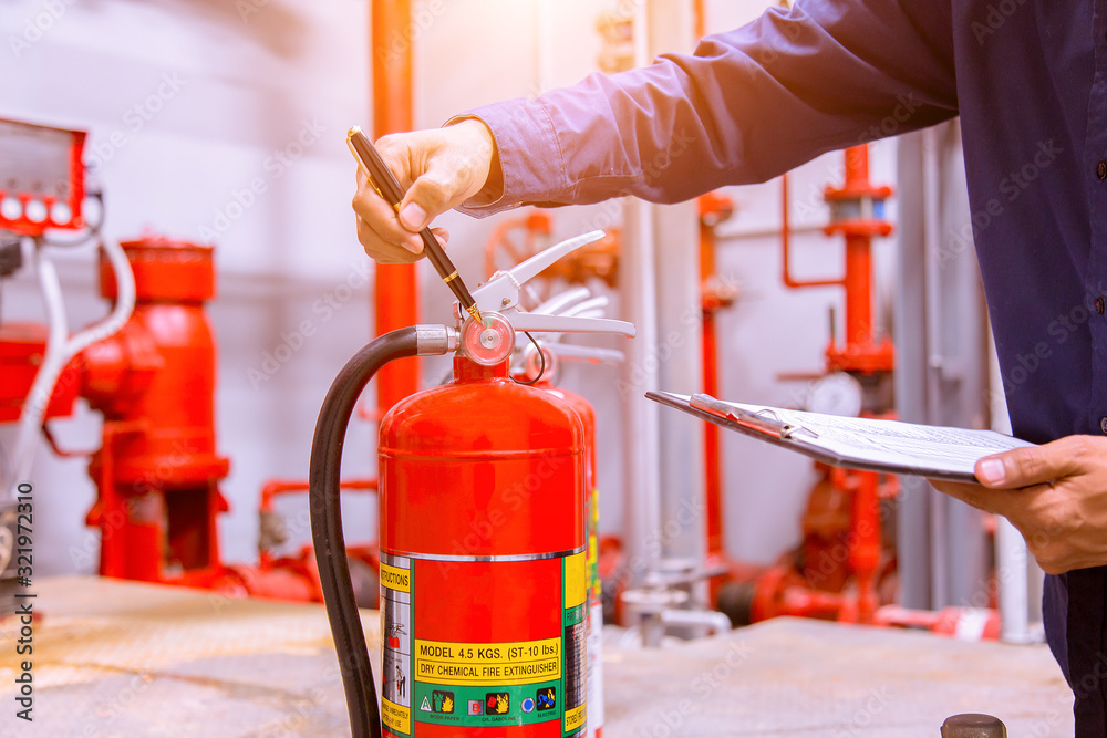 Engineer checking Industrial fire control system,Fire Alarm controller ...