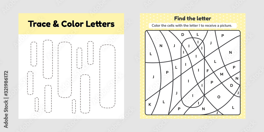 Coloring book letter for kids. Worksheet for preschool, kindergarten ...