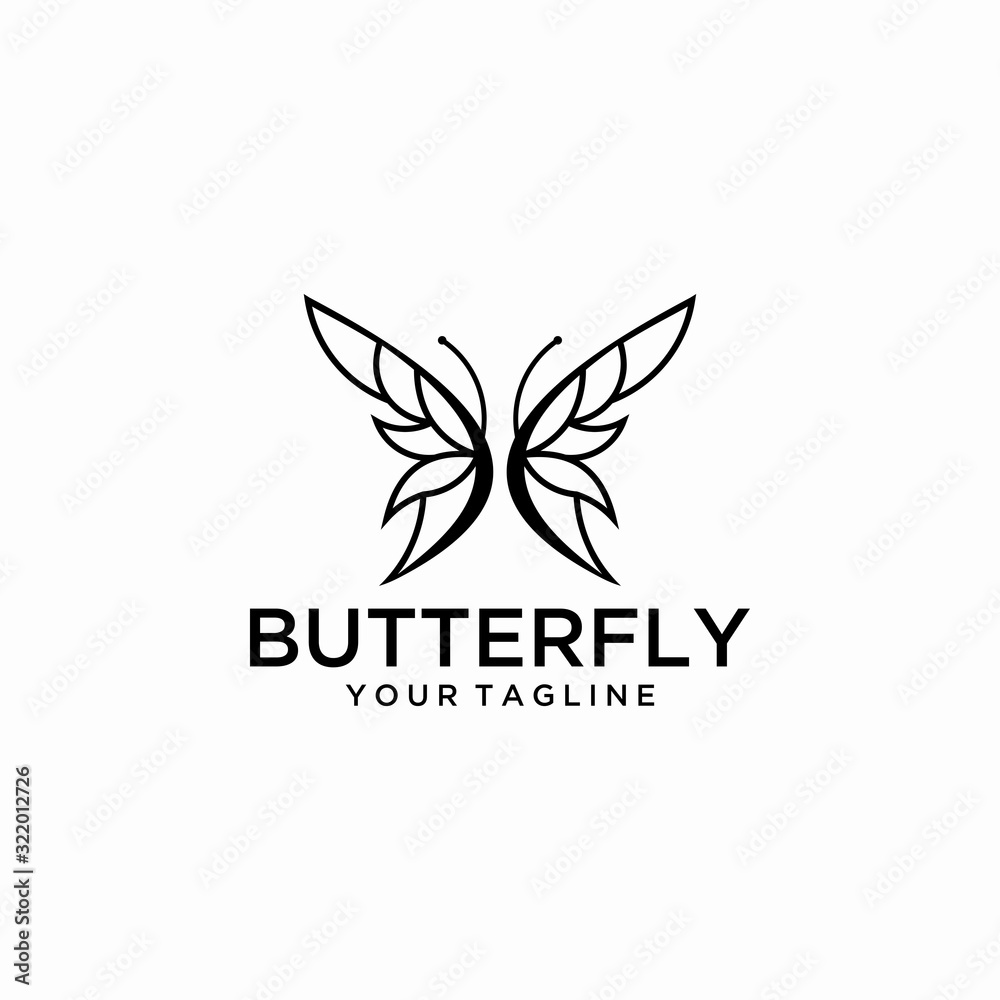 butterfly logo vector line icon illustration. Butterfly line drawing ...