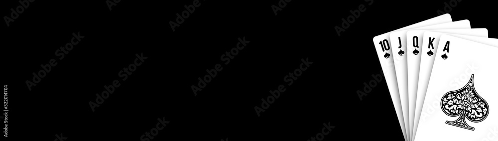 banner 3d realistic playing cards isolated on black background with ...