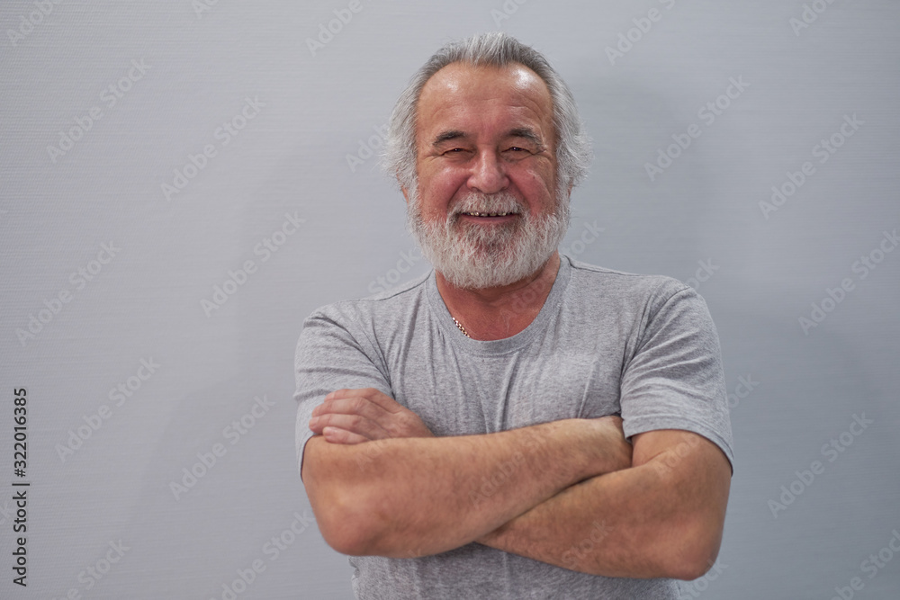 Portrait of healthy happy smile senior elderly old arm crossed with ...