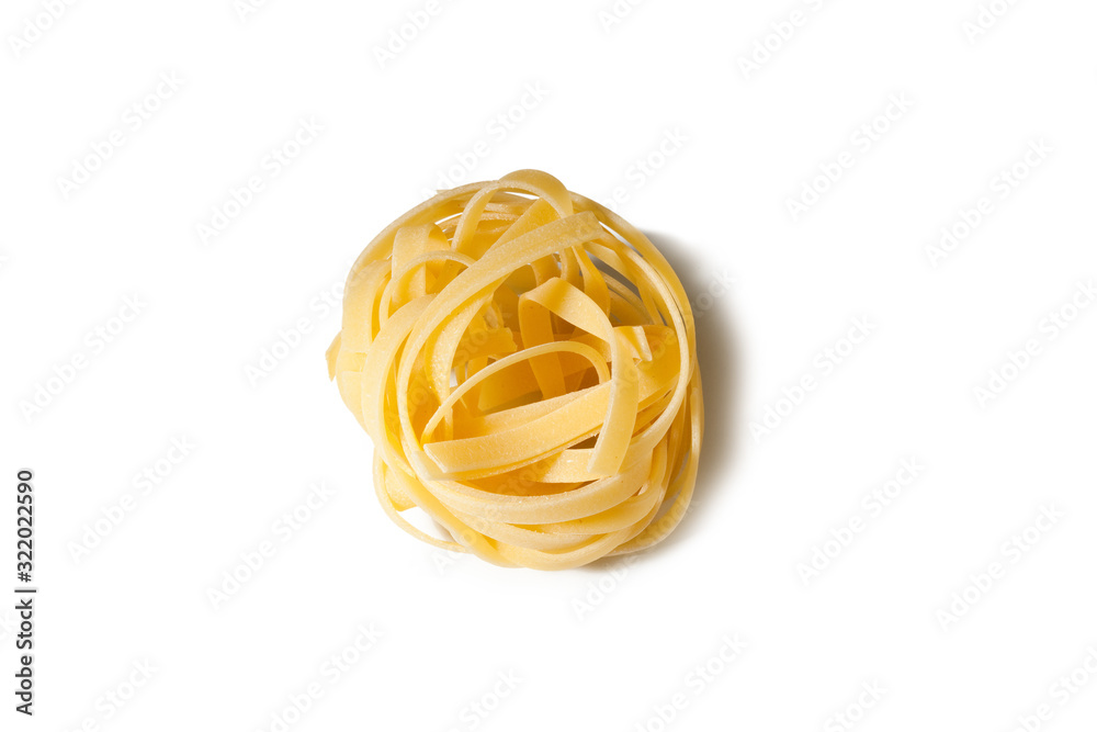 Typical Italian pasta "Fettuccine" isolated on white background Stock ...