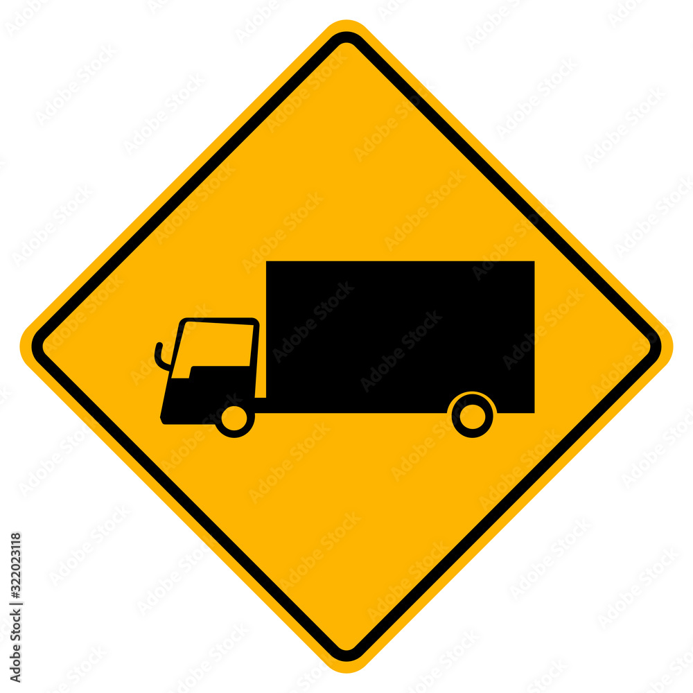 Warning Truck Traffic Road Yellow Symbol Sign Isolate on White ...