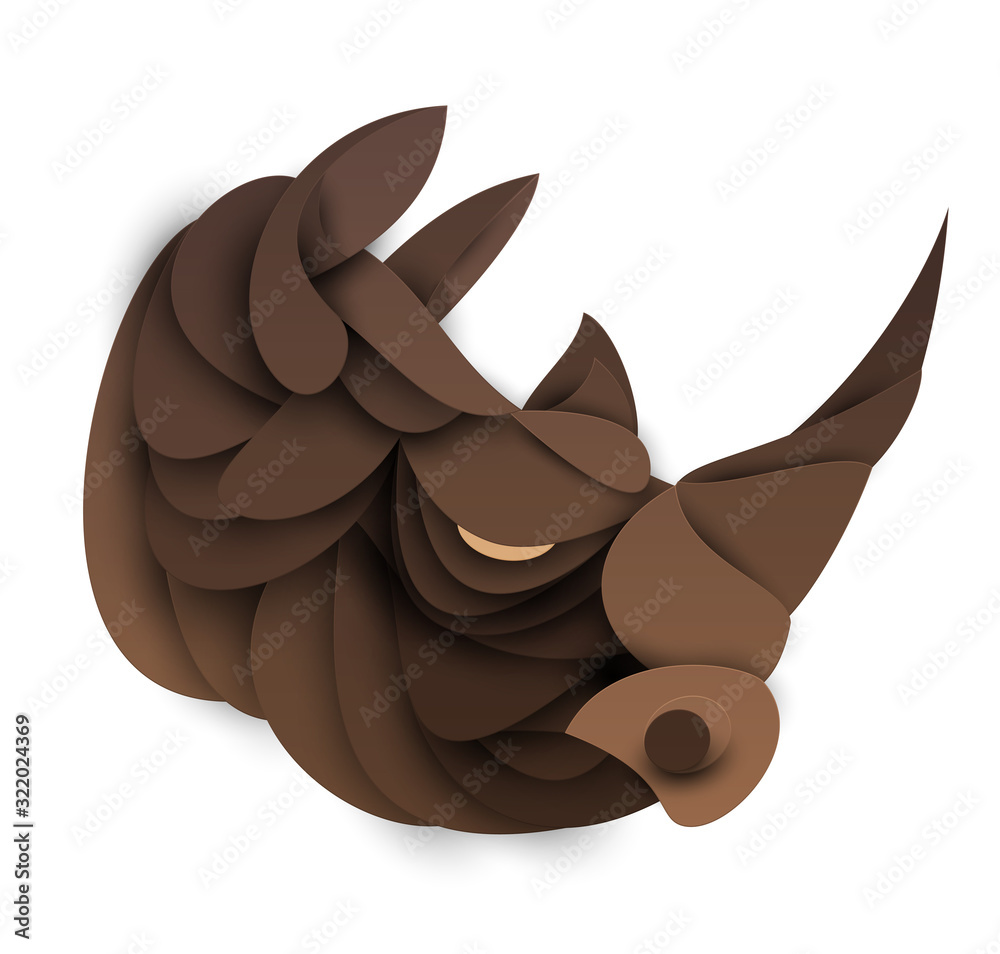 Abstract rhino head isolated on white background. Creative 3d concept ...