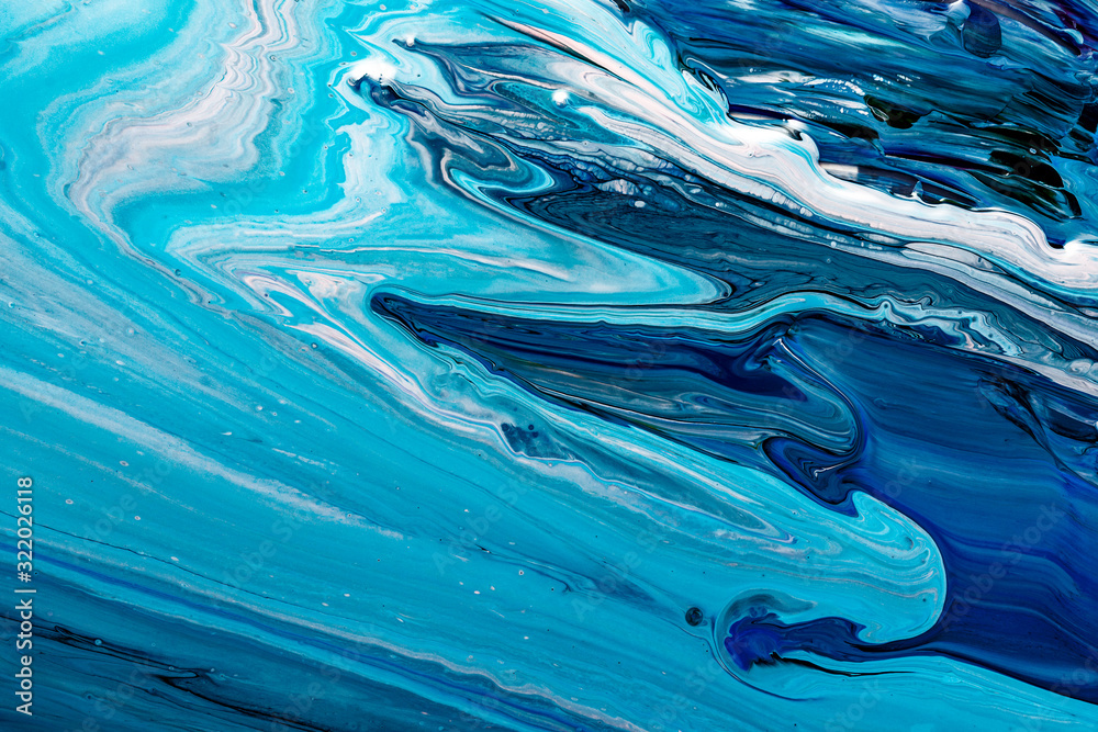 Blue Acrylic Pour Color Liquid marble abstract surfaces Design. Stock ...