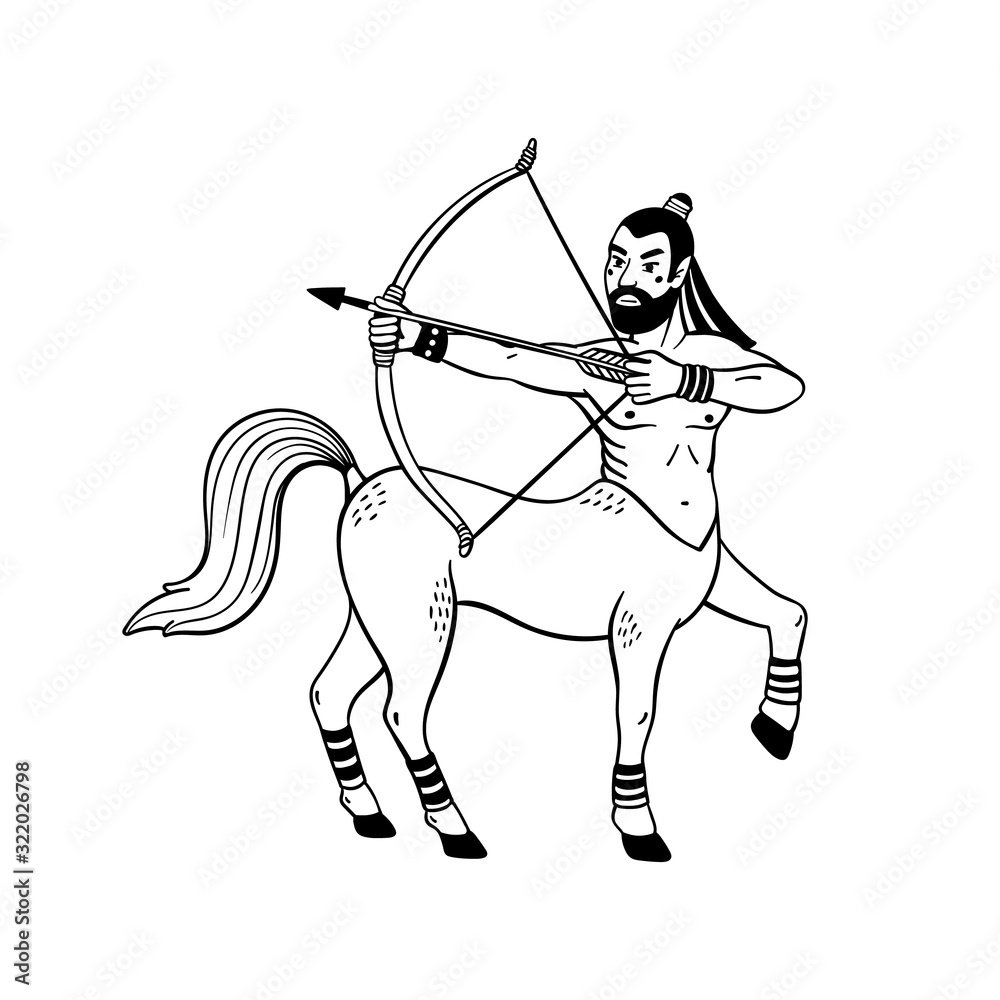 Magical creatures set. Mythological creature - centaur. Doodle style ...
