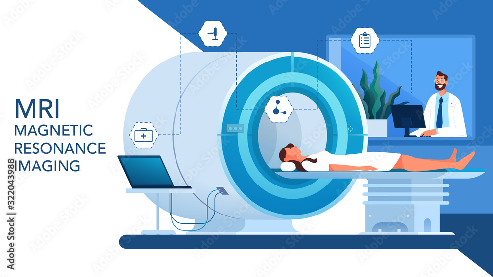 MRI clinic website banner concept. Medical research and diagnosis ...