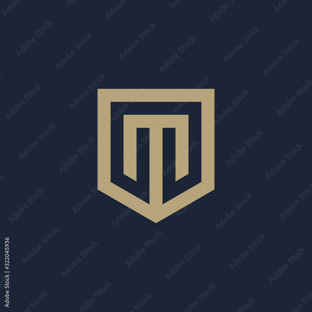 Letter M Shield logo design. Shield Line geometry for company Security ...