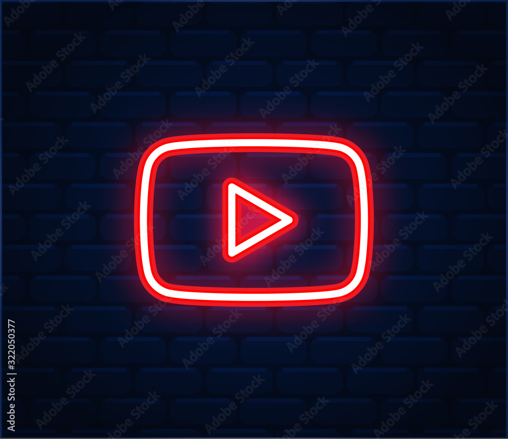 youtube neon icon.youtube neon button.youtube vector neon Stock Vector ...