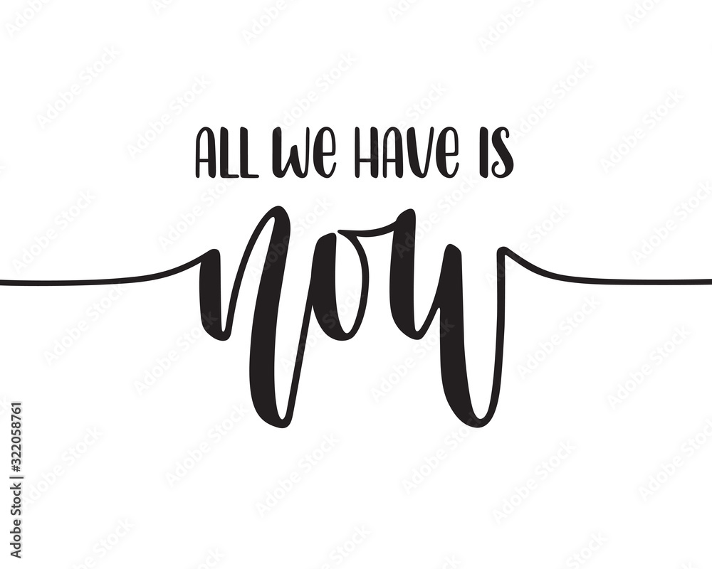 All we have is now hand lettering. Inspirational quote typography Stock ...