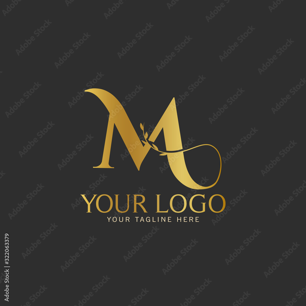 M Initial letter Gold Logo Icon classy gold letter suitable for ...