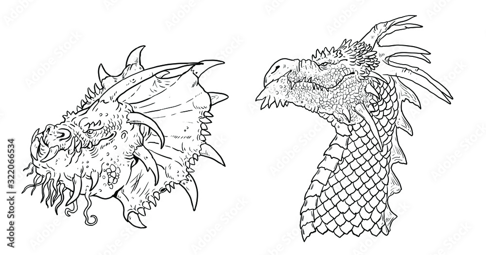 Dragon coloring page. Vector illustration. Dragon drawing coloring ...
