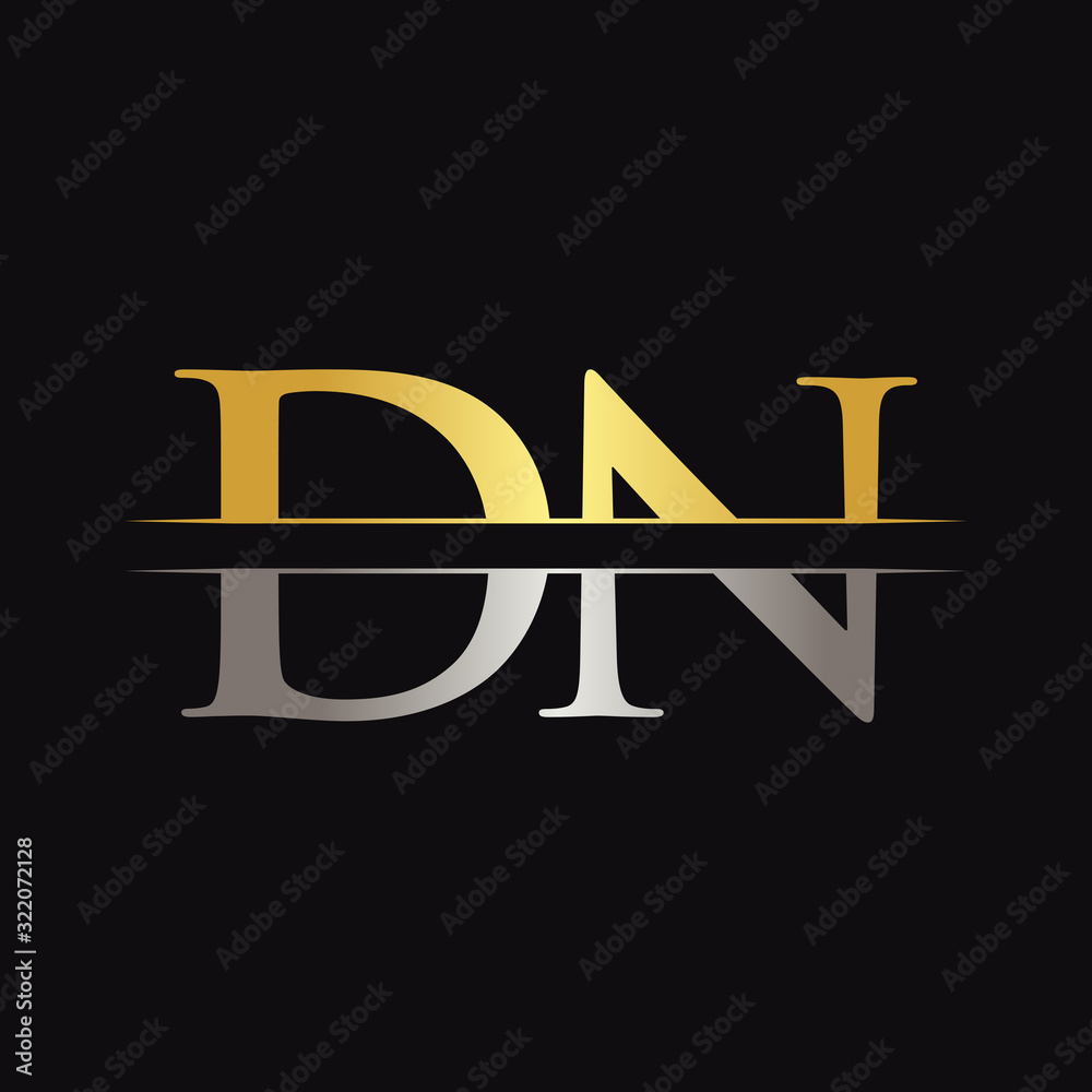 Initial DN Letter Logo Design Vector With Gold and Silver Color.. DN ...