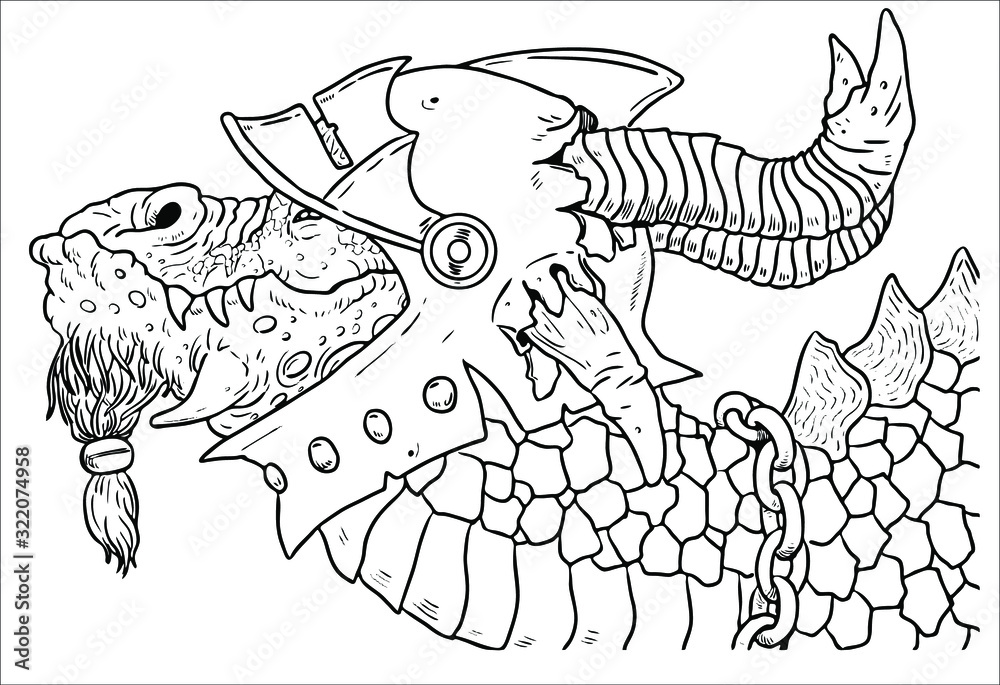 Dragon coloring page. Vector illustration. Dragon drawing coloring ...